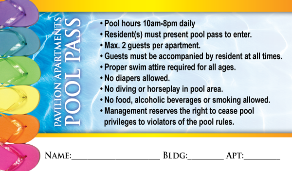 Apartment Pool Pass Samples